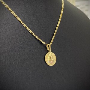 Round Small Jesus Necklace Pendant for Kids Womens Mens/14k Gold Filled ...