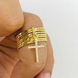 Semanario Cross Ring in Gold Filled for Womens Mens / Semanario Ring ...