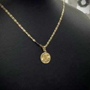 Round Small Jesus Necklace Pendant for Kids Womens Mens/14k Gold Filled ...