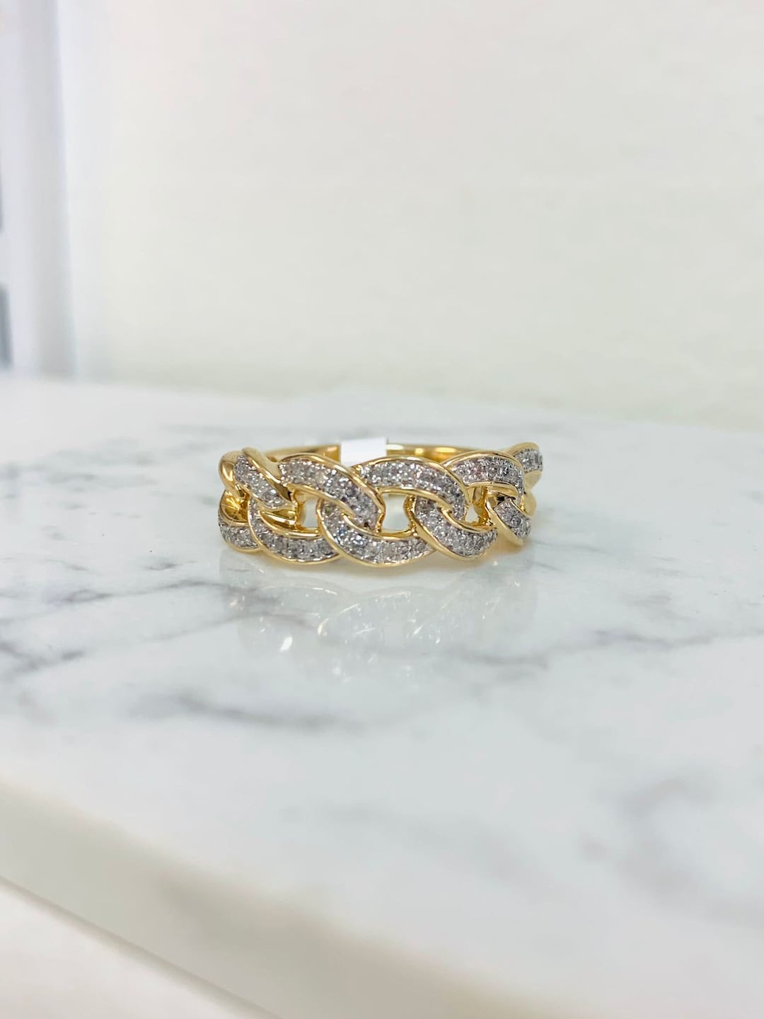 Men's Real Diamond Cuban Curb Ring in Solid Yellow Gold - Etsy