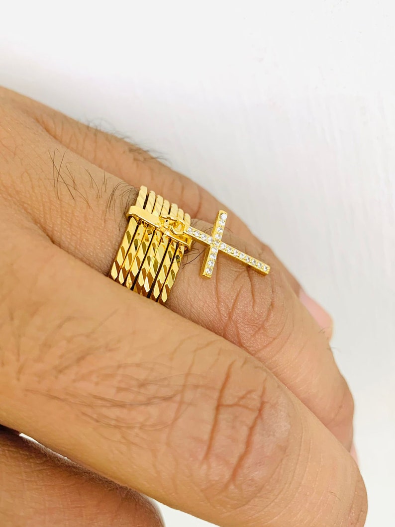 Semanario Cross Ring in Gold Filled for Womens Mens / - Etsy