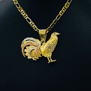 Rooster Chicken 18K Gold Filled Pendant Charm Necklace Gallo Medalla ...