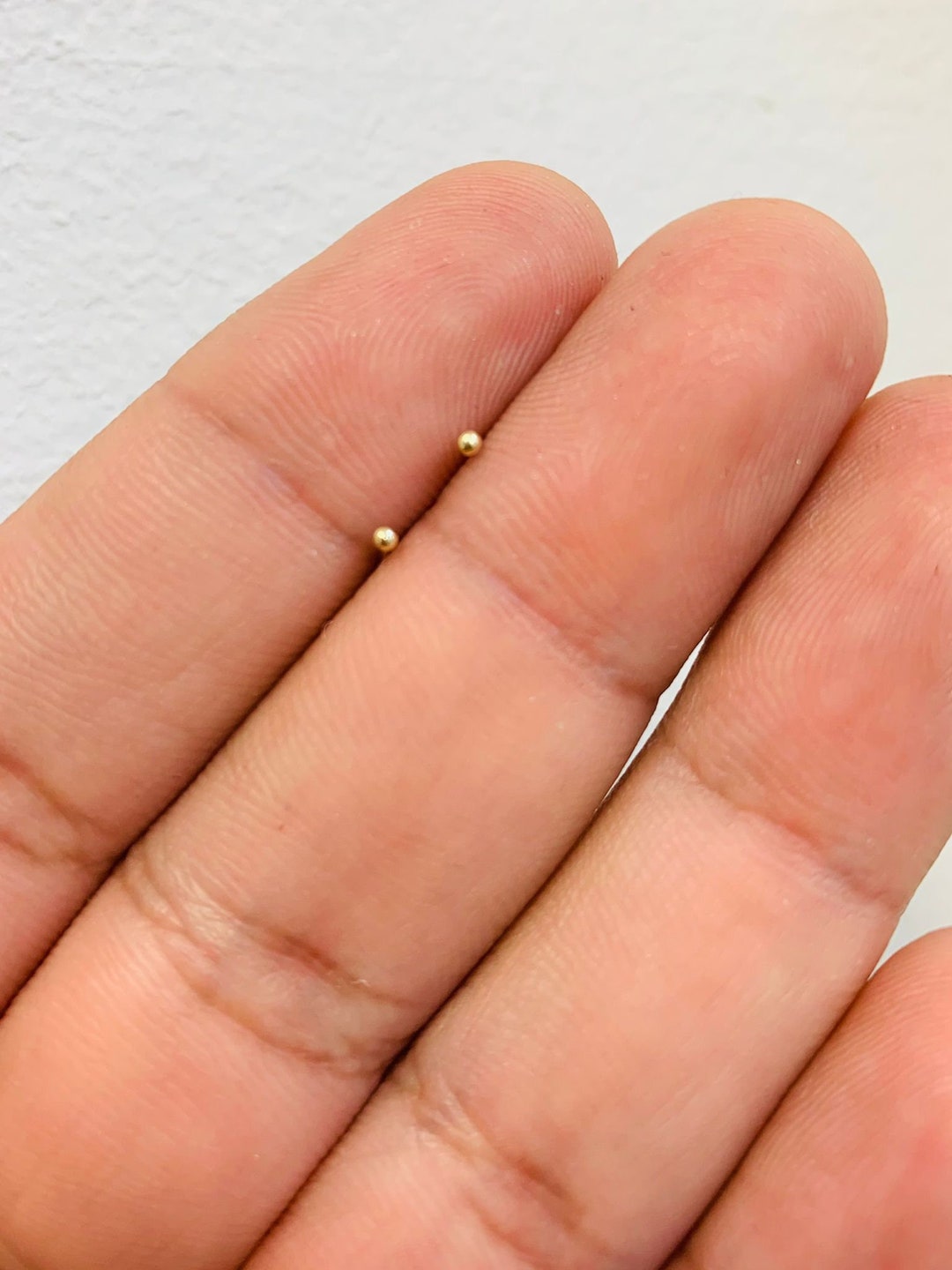14K Yellow Gold Nose Ring 2mm / Ball Nose Ring for Womens / Stud Nose ...