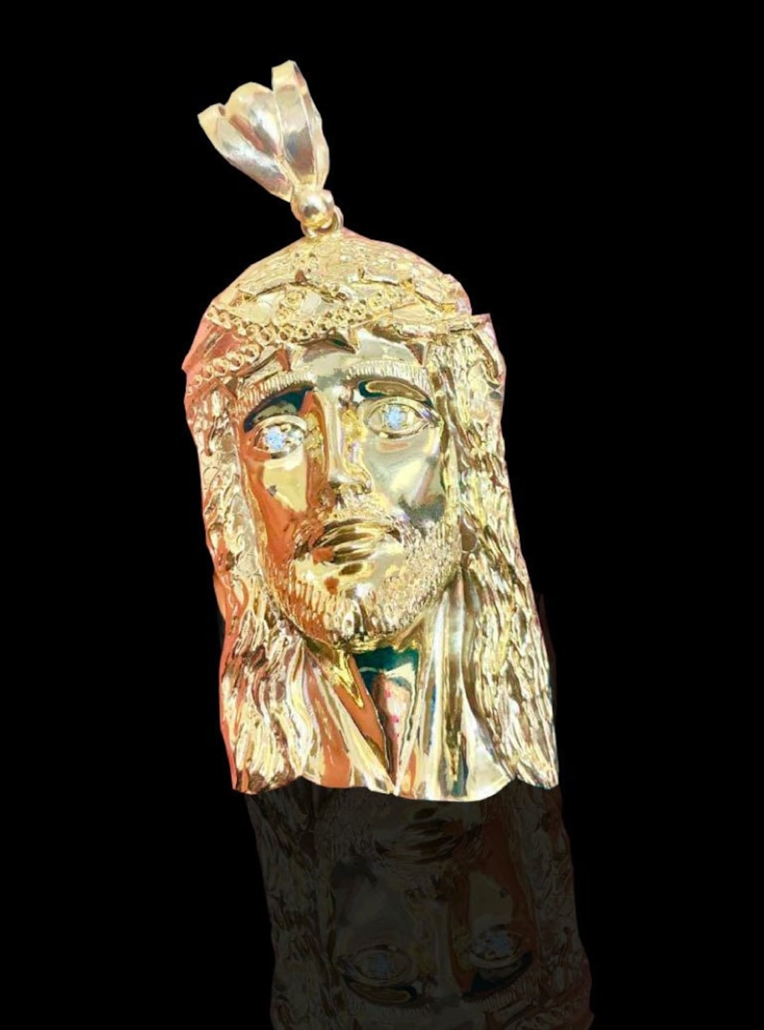14K Solid Yellow Gold Jesus Christ Pendant 3 Long/ Gold Jesus Pendant ...