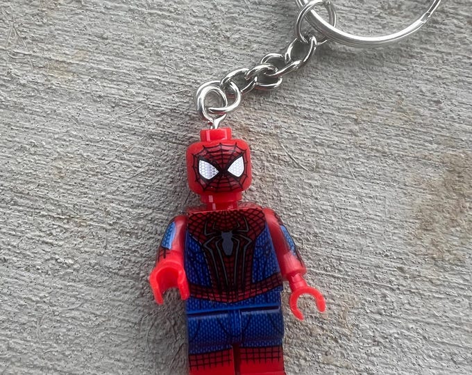 Marvel Spider-man Keychain Mini Figure Lego Style - Etsy