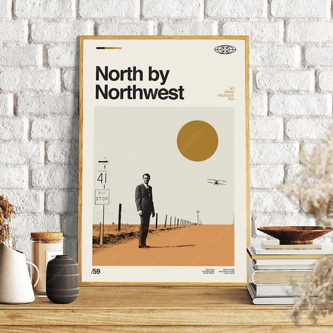 North by Northwest Mid Century Modern Movies Poster Retro TV - Etsy