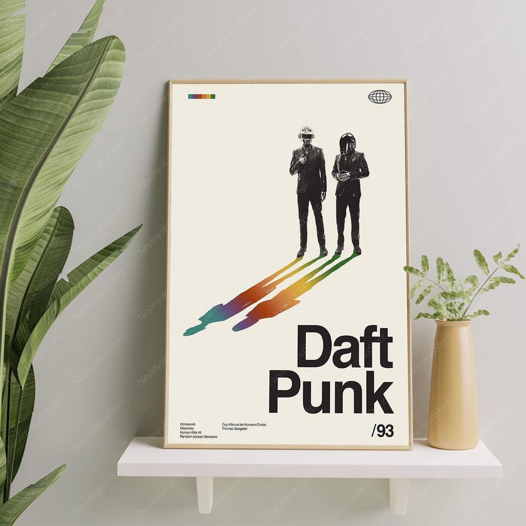 Daft Punk Mid Century Modern Music Poster Retro Music Print - Etsy