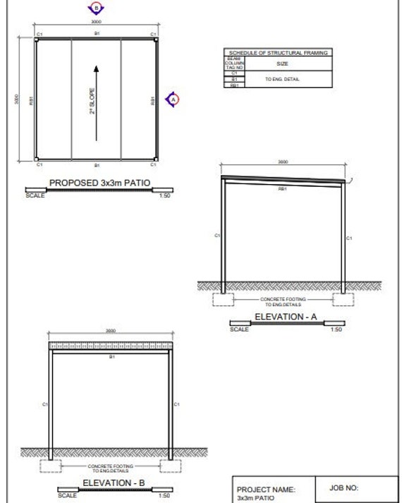3m X 3m Flat Patio Elevation Drawings | Etsy