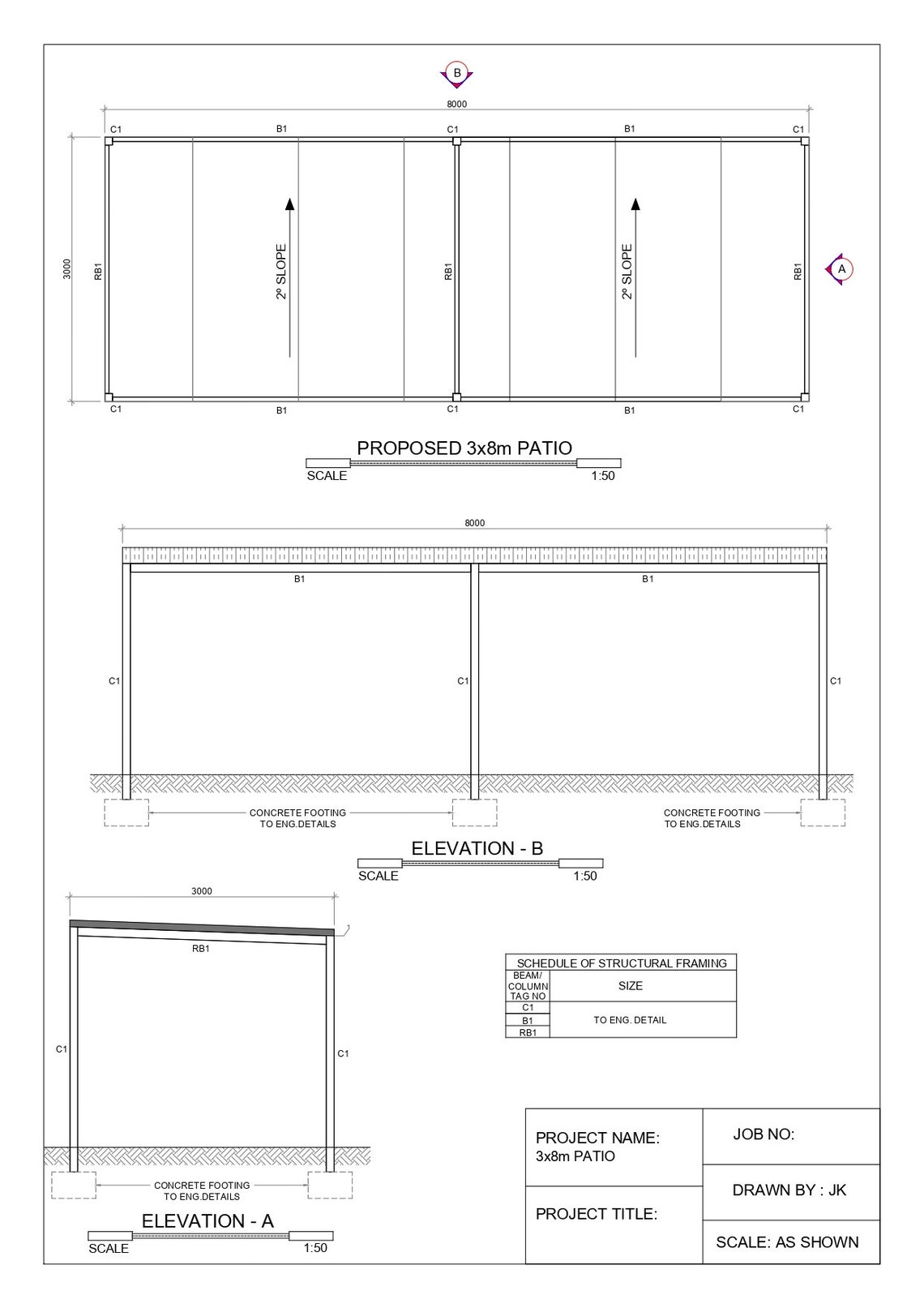 3m X 8m Flat Patio Elevation Drawings | Etsy