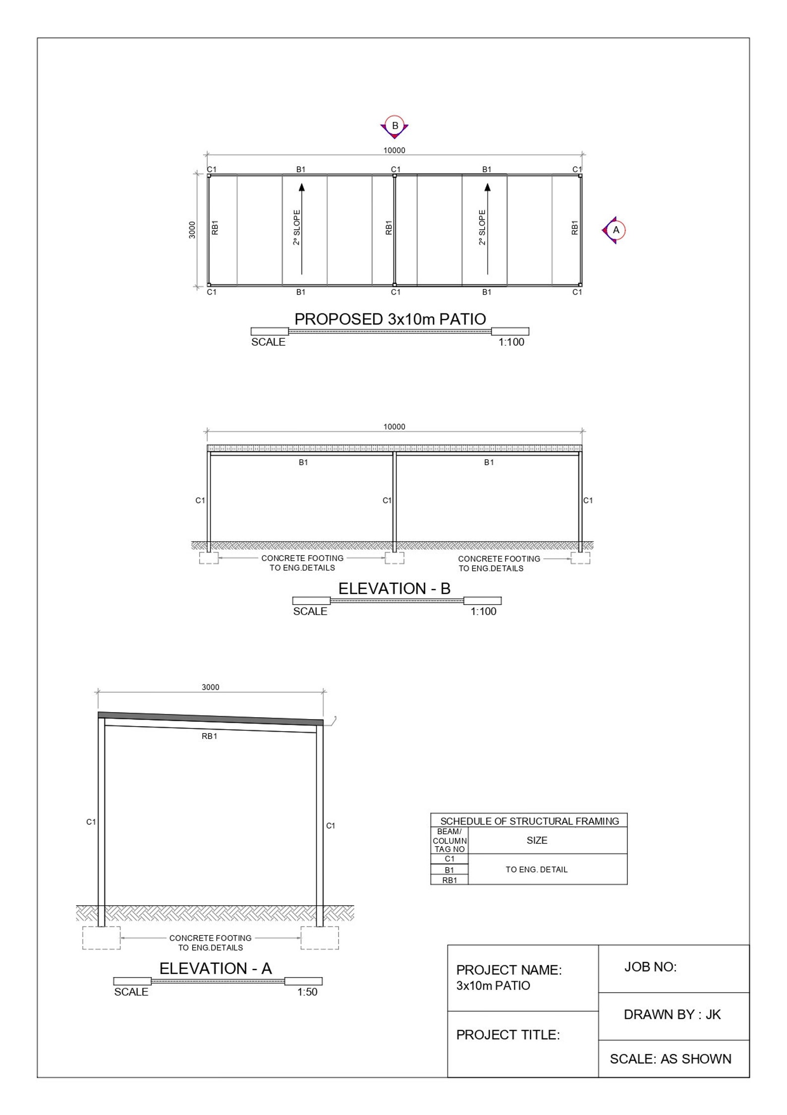 3m X 10m Flat Patio Elevation Drawings - Etsy