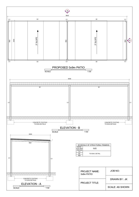 3m X 9m Flat Patio Elevation Drawings | Etsy