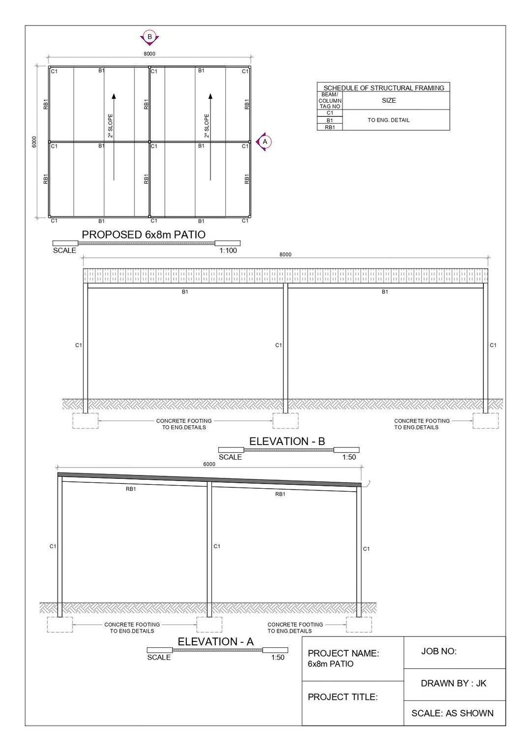 6m X 8m Flat Patio Elevation Drawings - Etsy Australia
