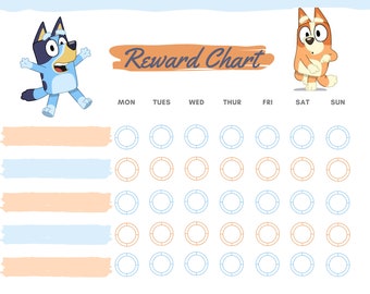 Colourful Bluey Reward Chart for Behavior Chart Printable - Etsy New ...