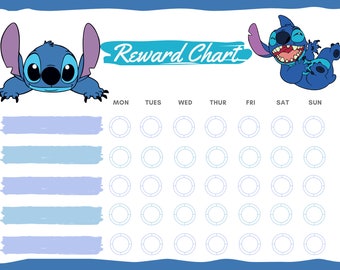 Personalised Stitch Kids Name Reward Chart A4 Laminated Poster and ...