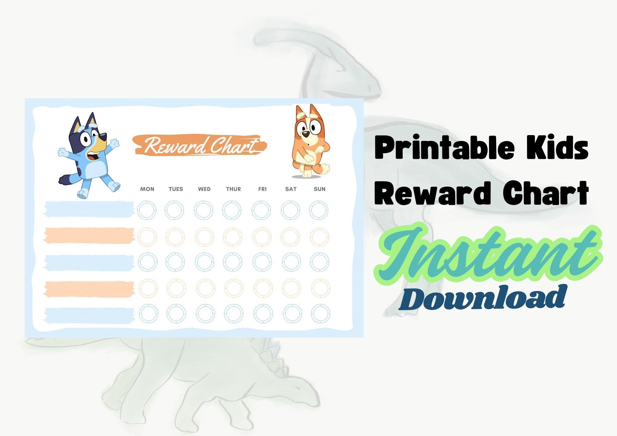 Bluey Dog Reward Chart Printable | Kids Behavior Motivation (instant ...