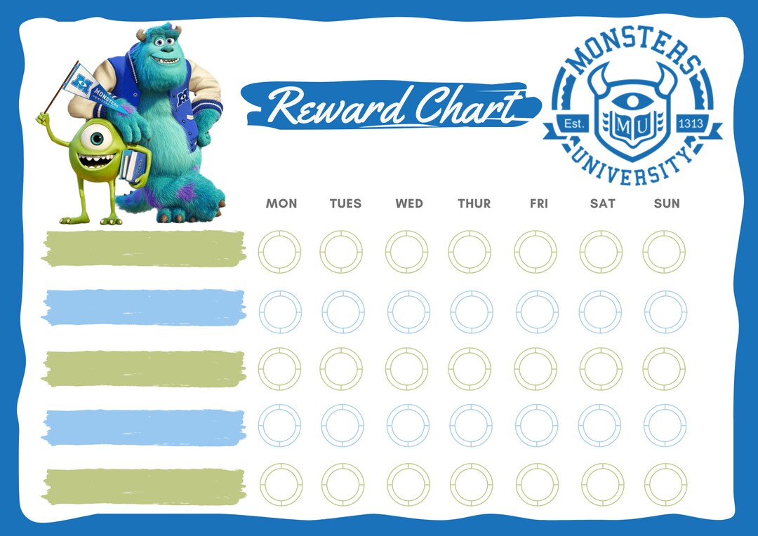 Monsters University Reward Chart - Etsy