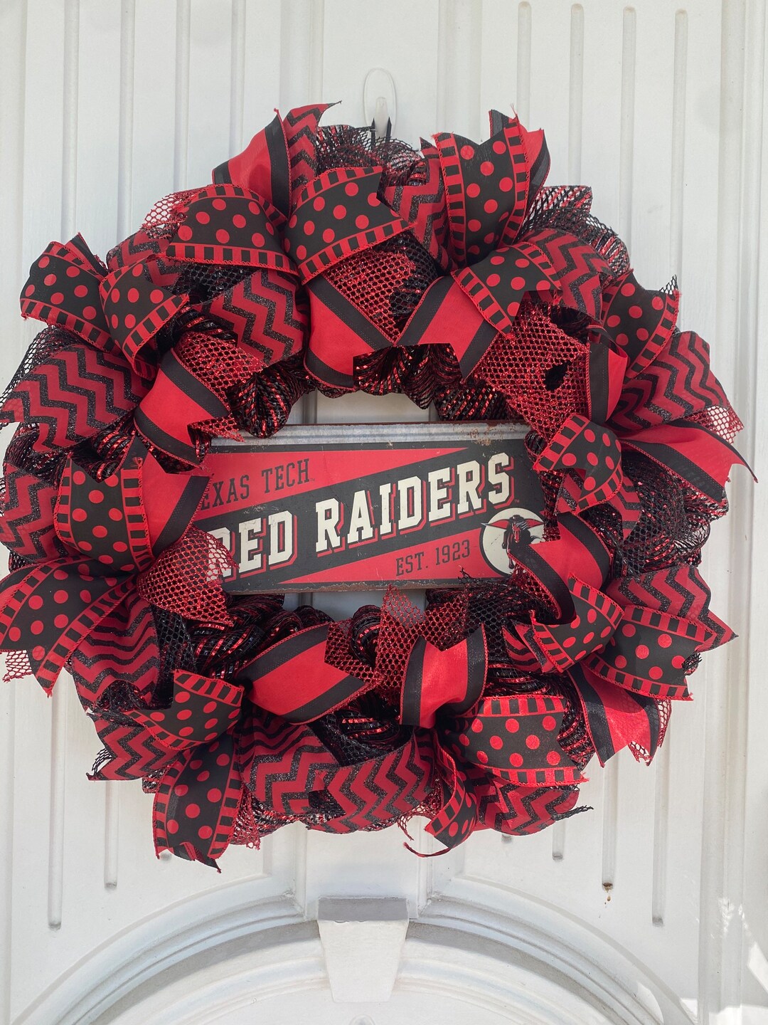Texas Tech Red Raider Wreath Red Raider Door Wreath Texas - Etsy