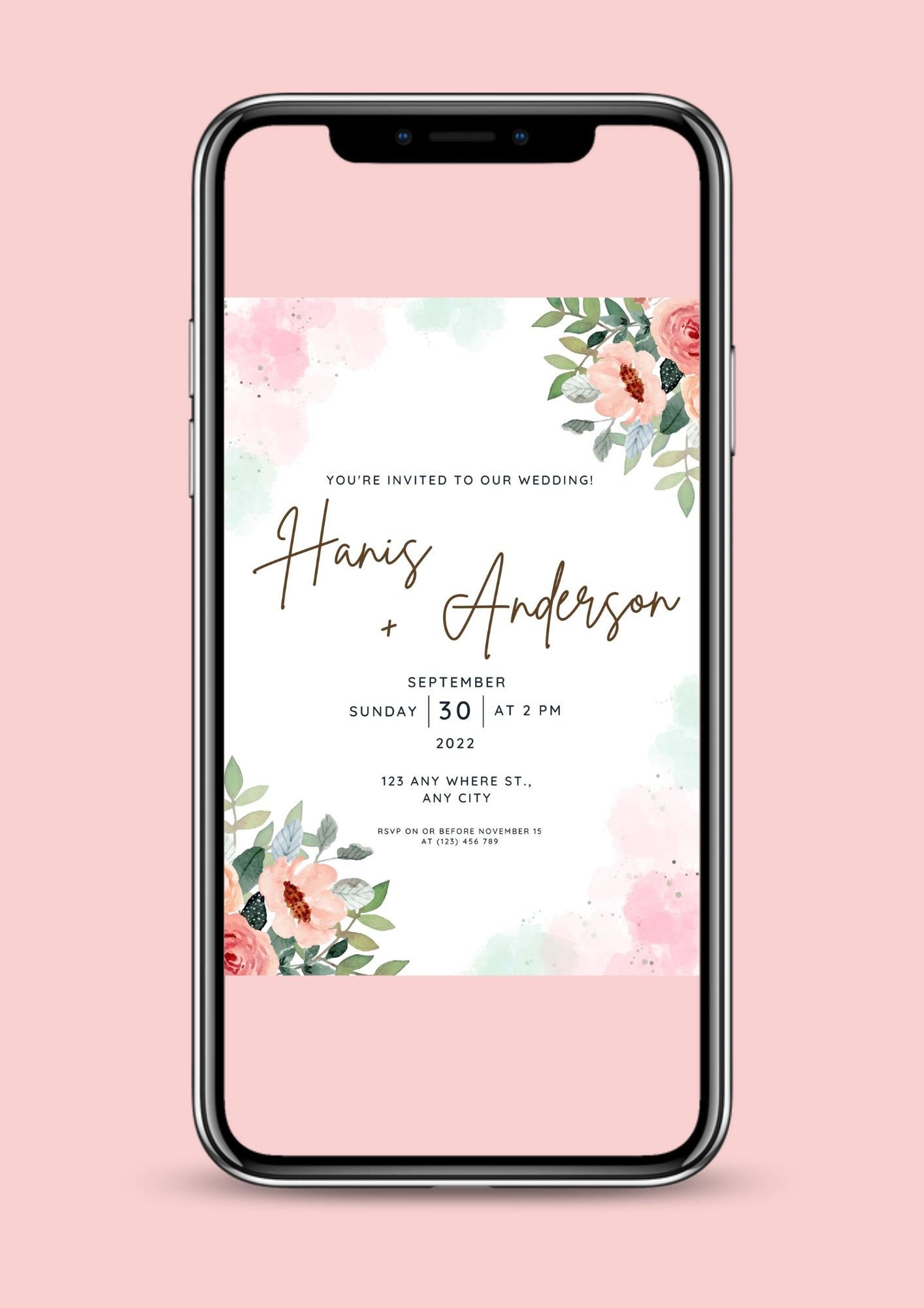 Digital Wedding Invitation Template, Electronic Wedding Invitation ...