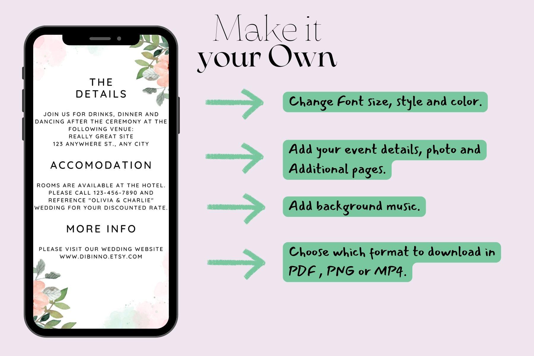 Digital Wedding Invitation Template, Electronic Wedding Invitation ...