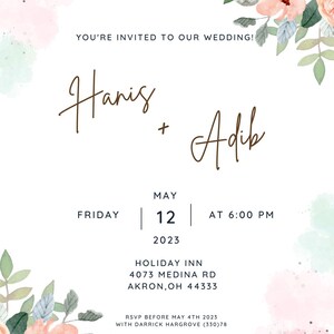 Digital Wedding Invitation Template, Electronic Wedding Invitation ...