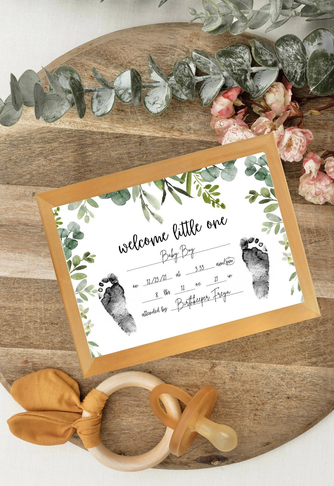 Hospital Birth Certificate Watercolour Stars Commemorative Birth ...