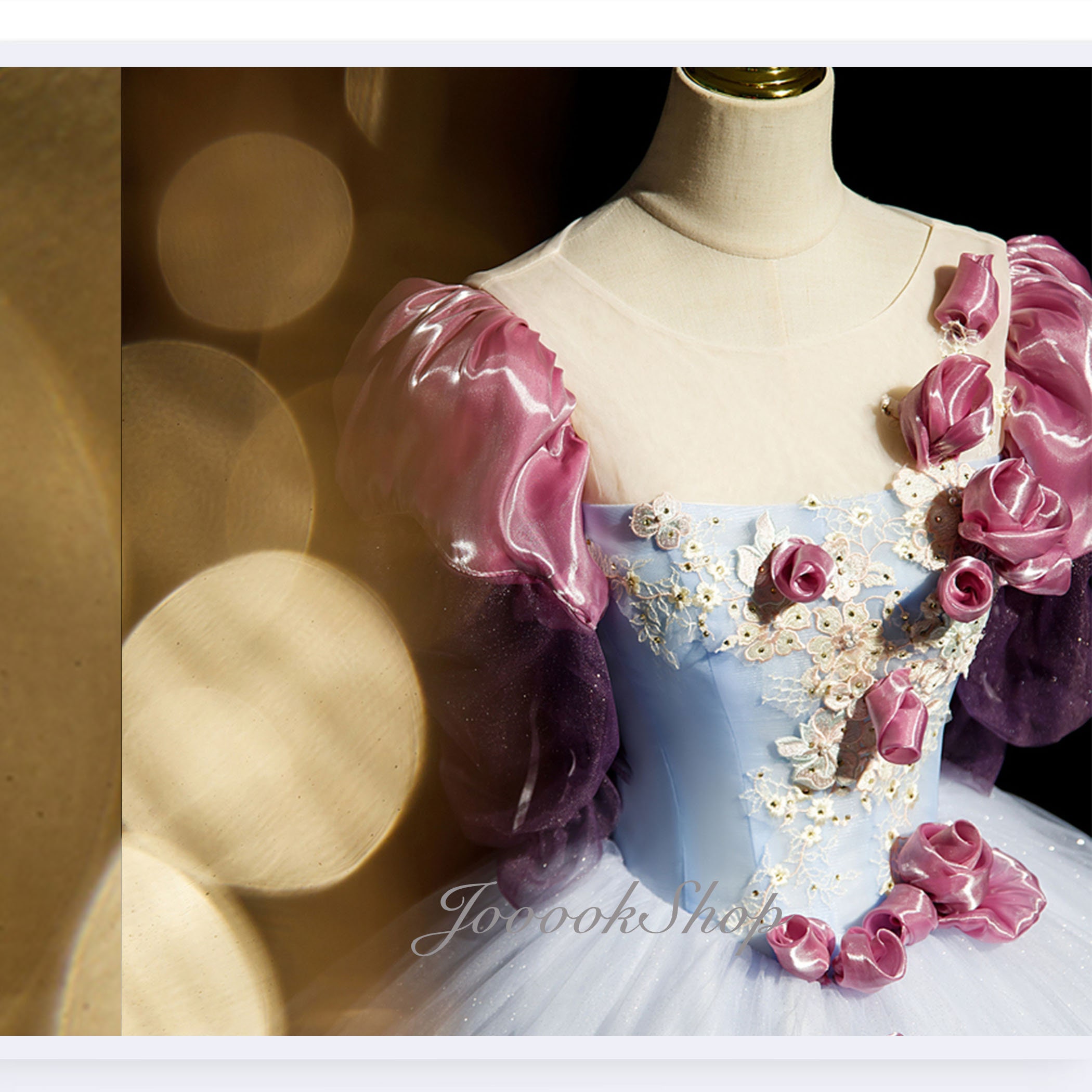 Dreamy Gradient Purple Wedding Dress With Organza Middle Sleeves ...
