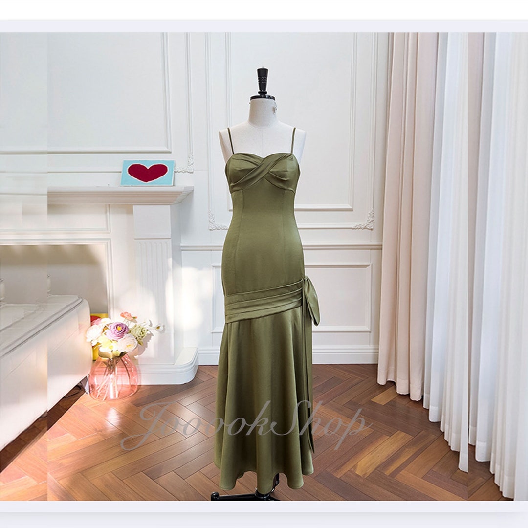 Atonement Green Prom Dress, Spaghetti Straps Prom Dress, Mermaid ...