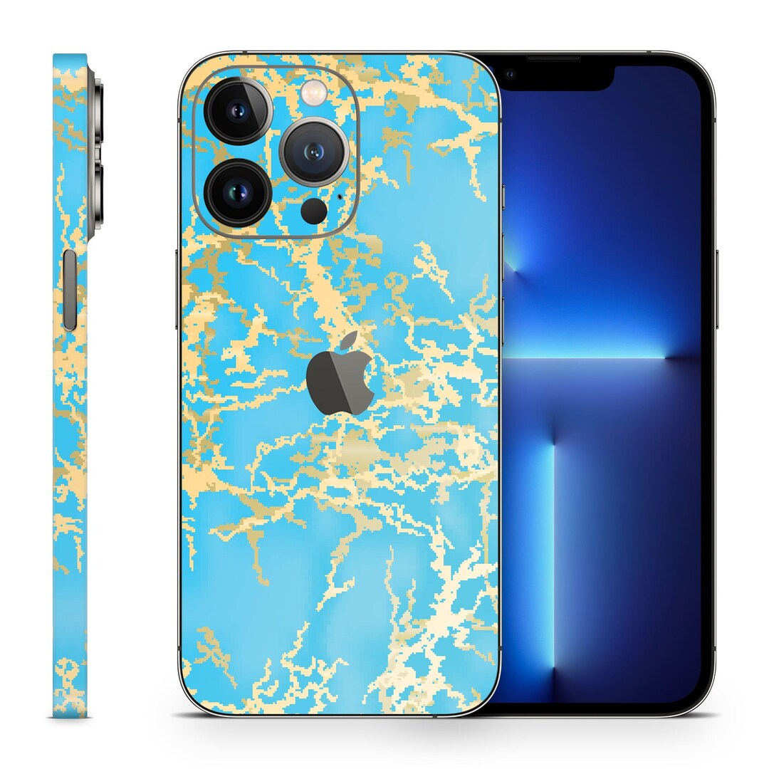 IPhone SKIN Sky Blue Marble Wrap Decals iPhone 14 / 13 / 12 / 11 / X ...