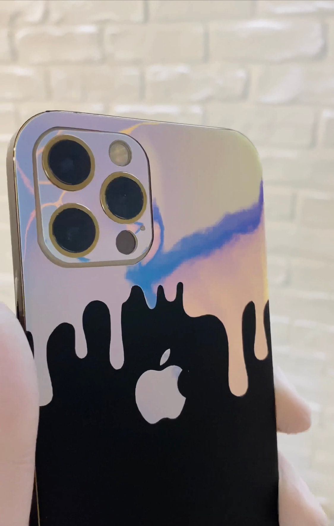 Black & Drips Holography iPhone SKIN Wrap / 13 / 12 / 11 / X / XS / XR ...