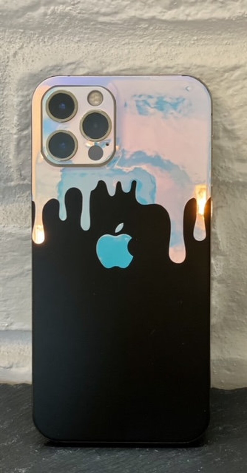 Black & Drips Holography iPhone SKIN Wrap / 13 / 12 / 11 / X / XS / XR ...