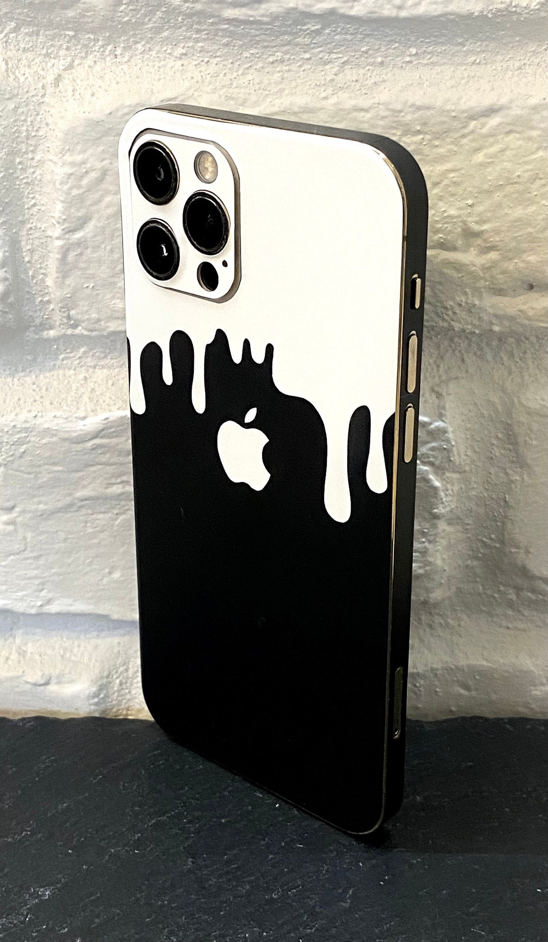 Black & Drips White iPhone SKIN Wrap / 13 / 12 / 11 / X / XS / XR / 8 ...