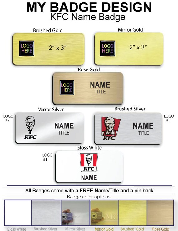 2 X 3 KFC Employee Name Badge - Etsy