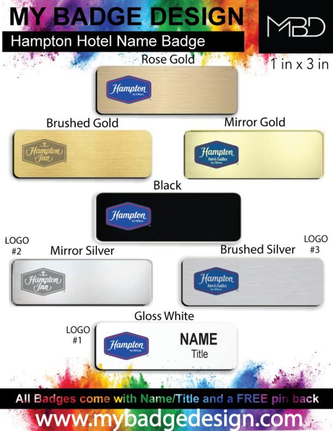 1" X 3" Hampton Hotel Employee Name Badge - Etsy