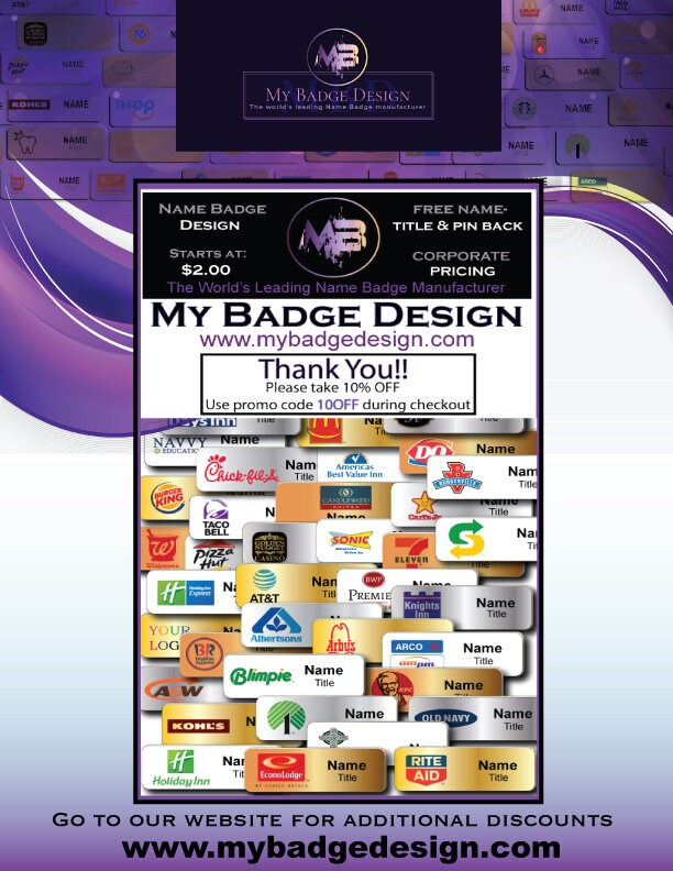 1 X 3 Mcdonalds Employee Name Badge/logo 3 - Etsy