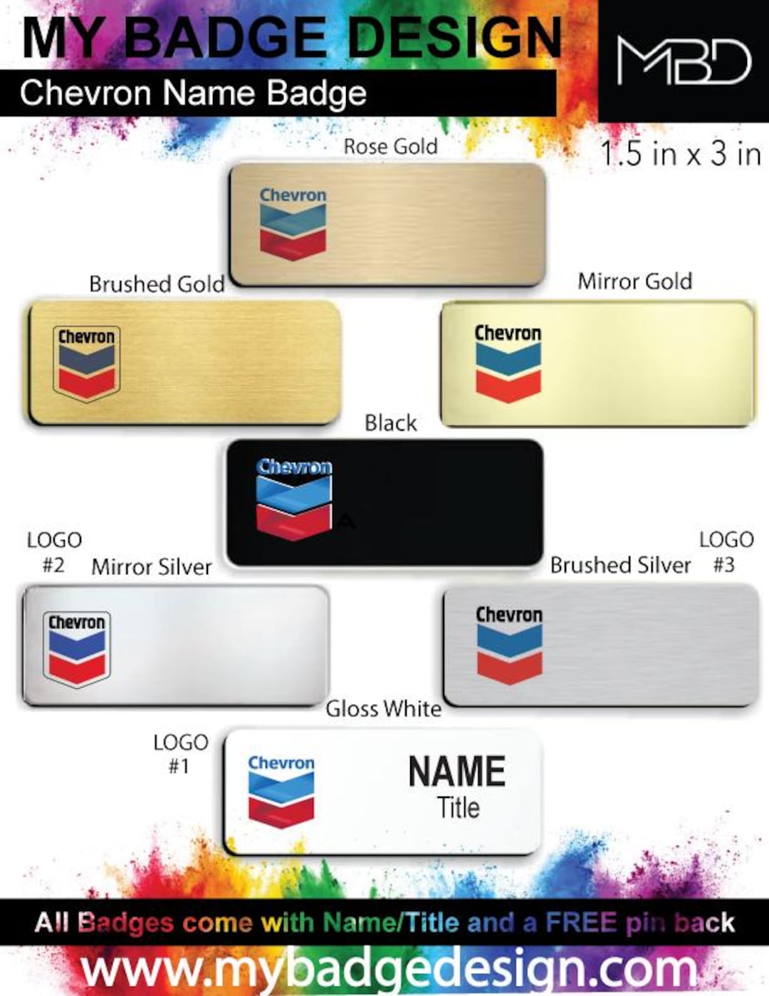 1.5" X 3" Chevron Employee Name Badge - Etsy