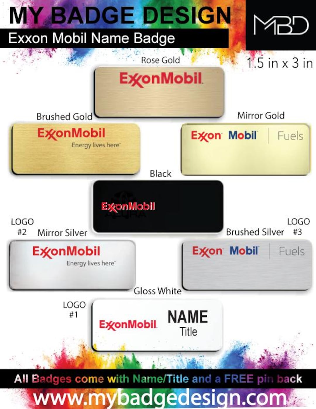 1.5" X 3" Exxon Mobil Employee Name Badge - Etsy