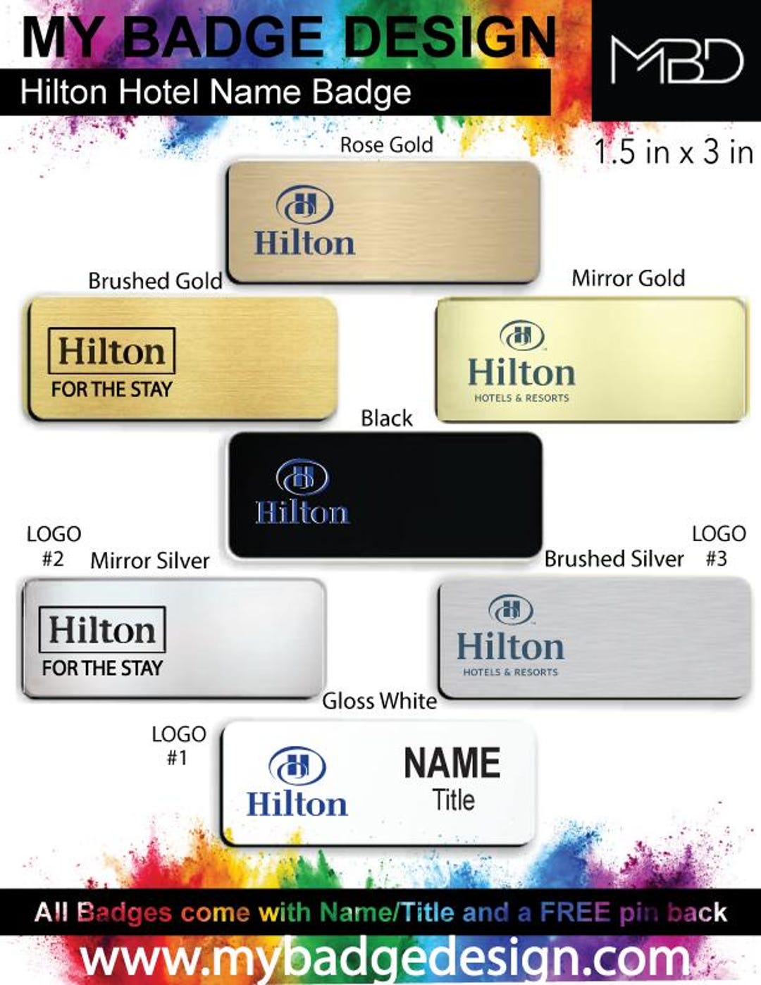 1.5" X 3" Hilton Hotel Employee Name Badge - Etsy