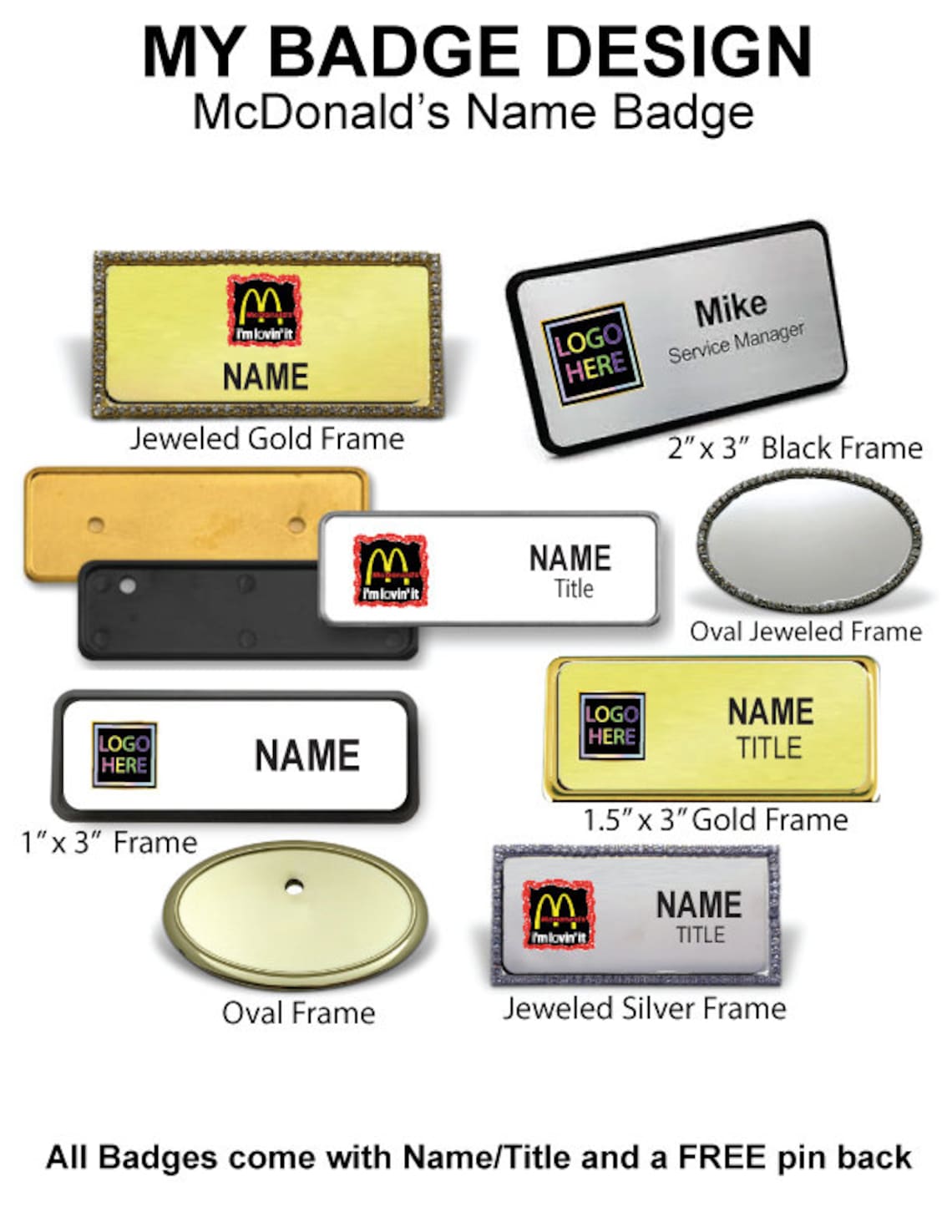 1 X 3 Mcdonalds Employee Name Badge/logo 2 - Etsy