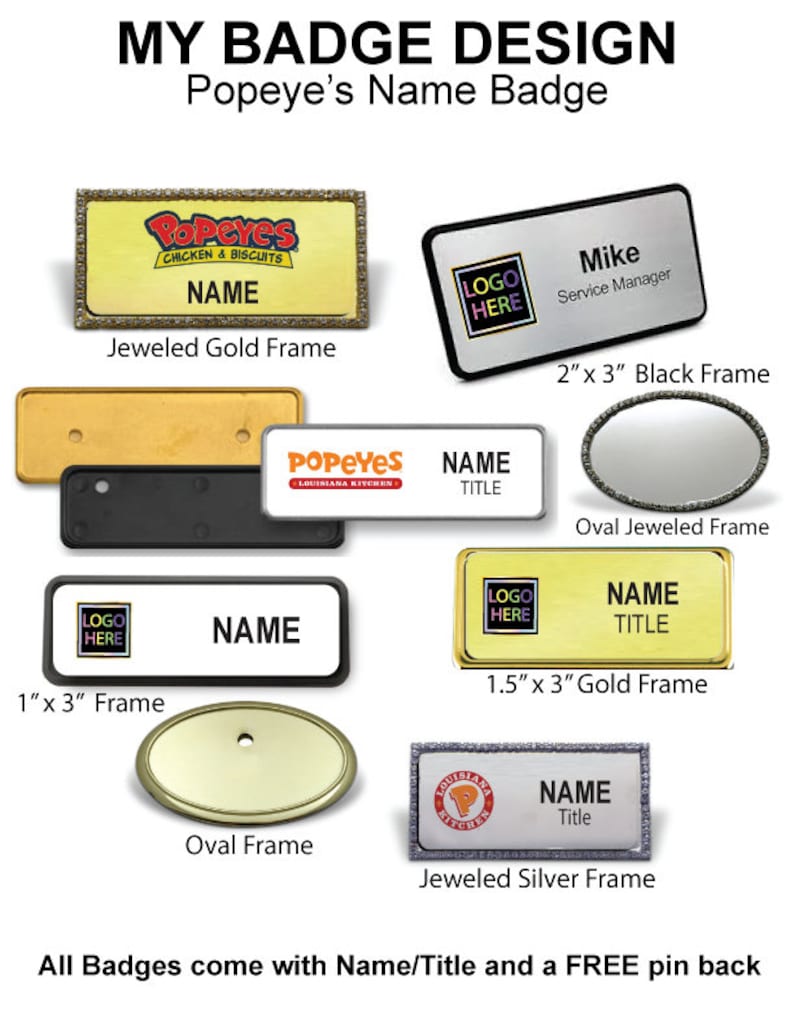 1 X 3 Popeye's Employee Name Badge - Etsy