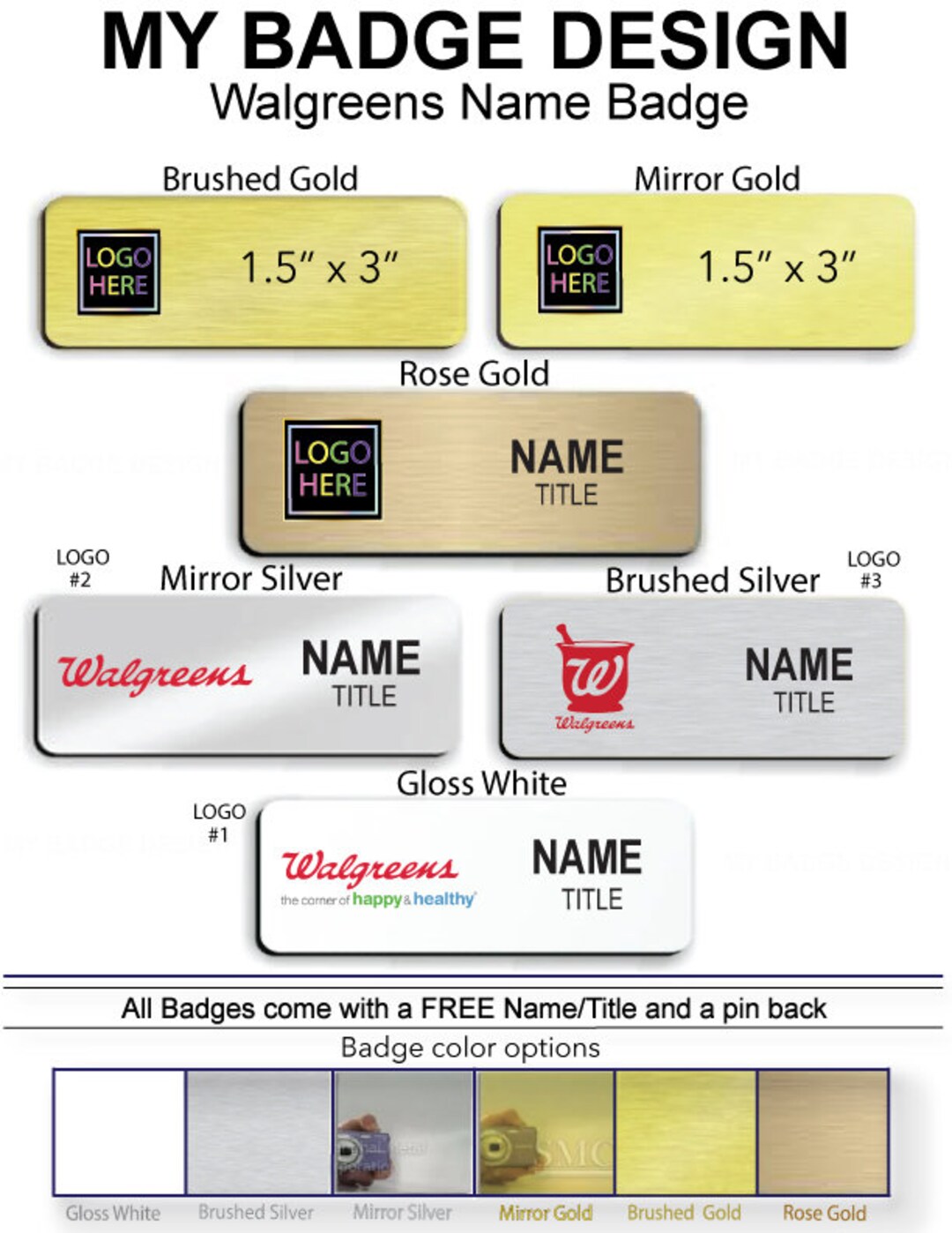 1.5 X 3 Walgreen's Employee Name Badge - Etsy