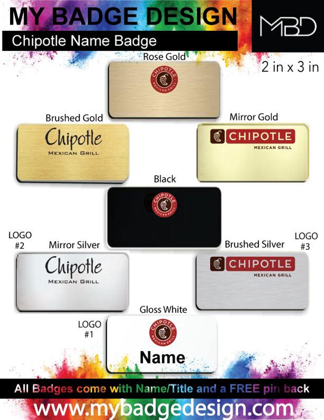 2" X 3" Chipotle Employee Name Badge - Etsy