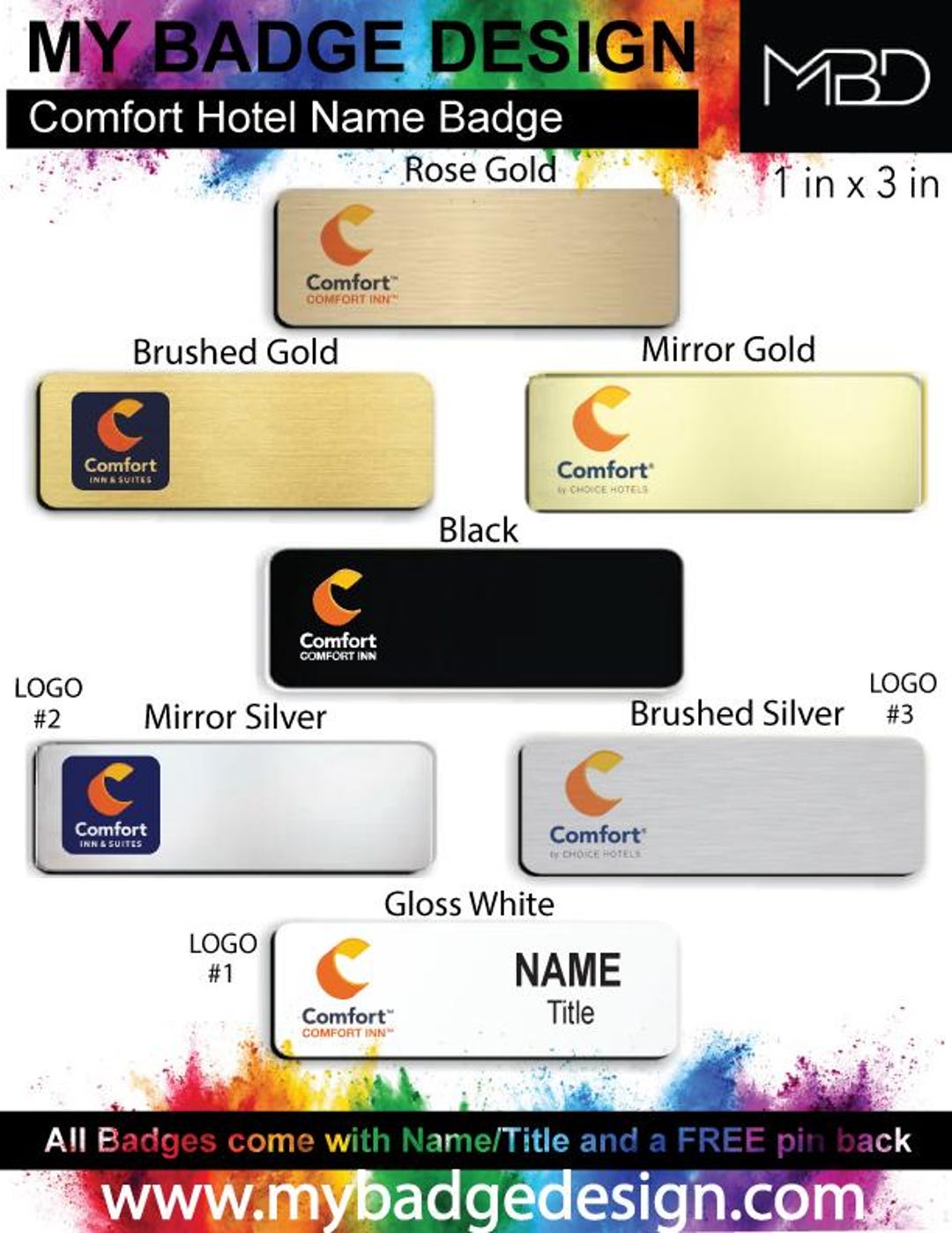 1" X 3" Comfort Inn Hotel Employee Name Badge - Etsy