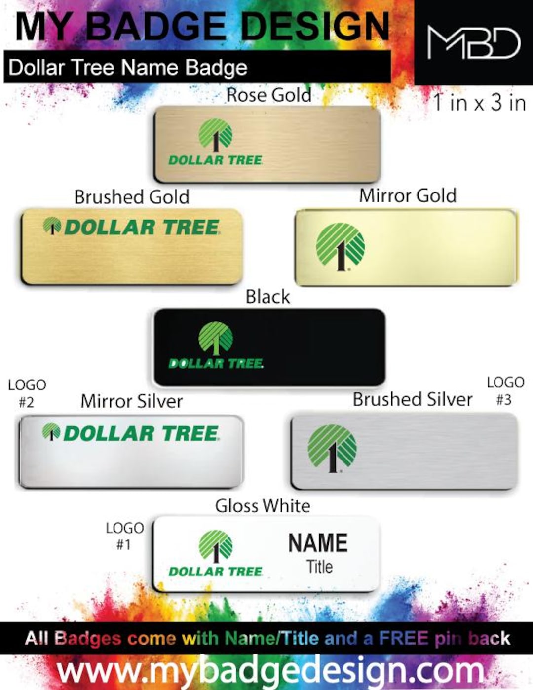 1" X 3" Dollar Tree Employee Name Badge - Etsy