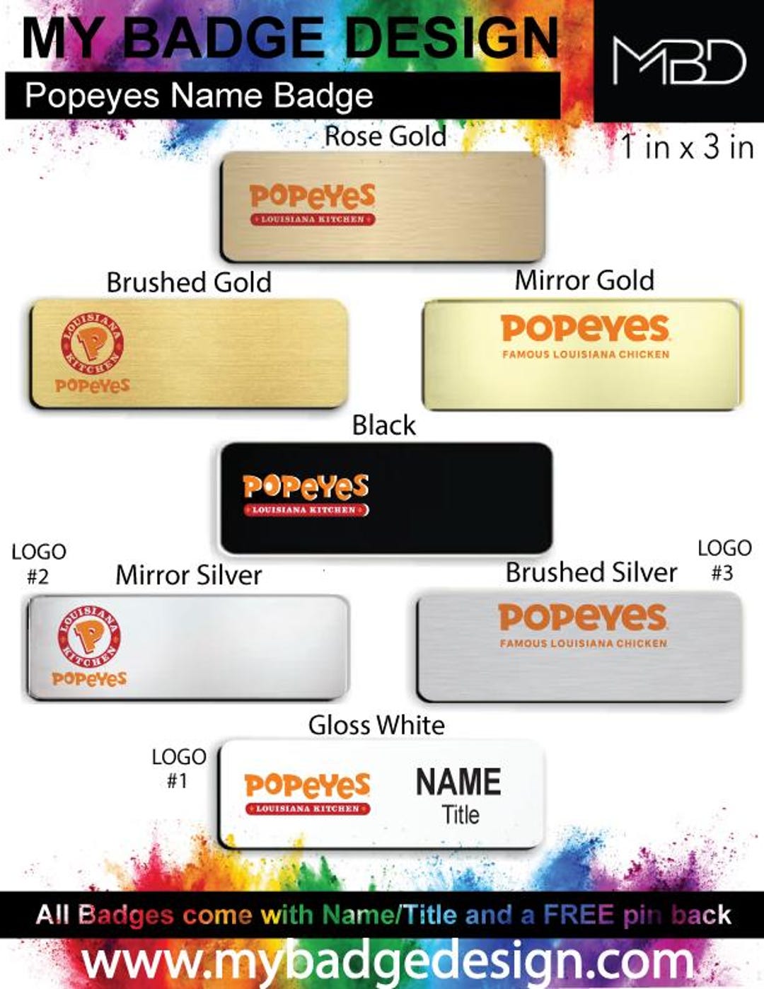 1" X 3" Popeye's Employee Name Badge - Etsy