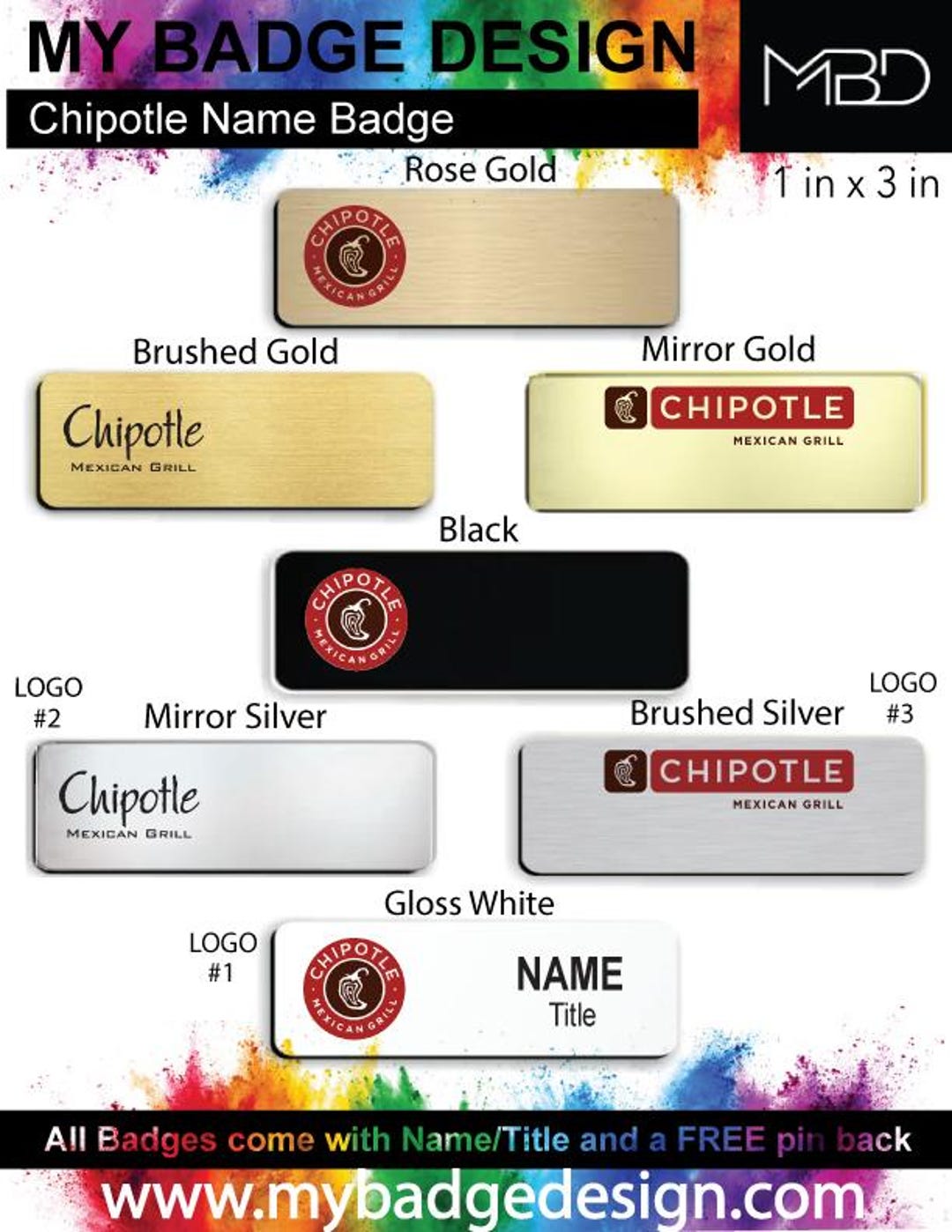 1" X 3" Chipotle Employee Name Badge - Etsy