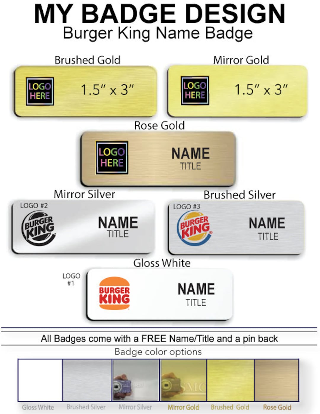 1.5 X 3 Burger King Employee Name Badge - Etsy