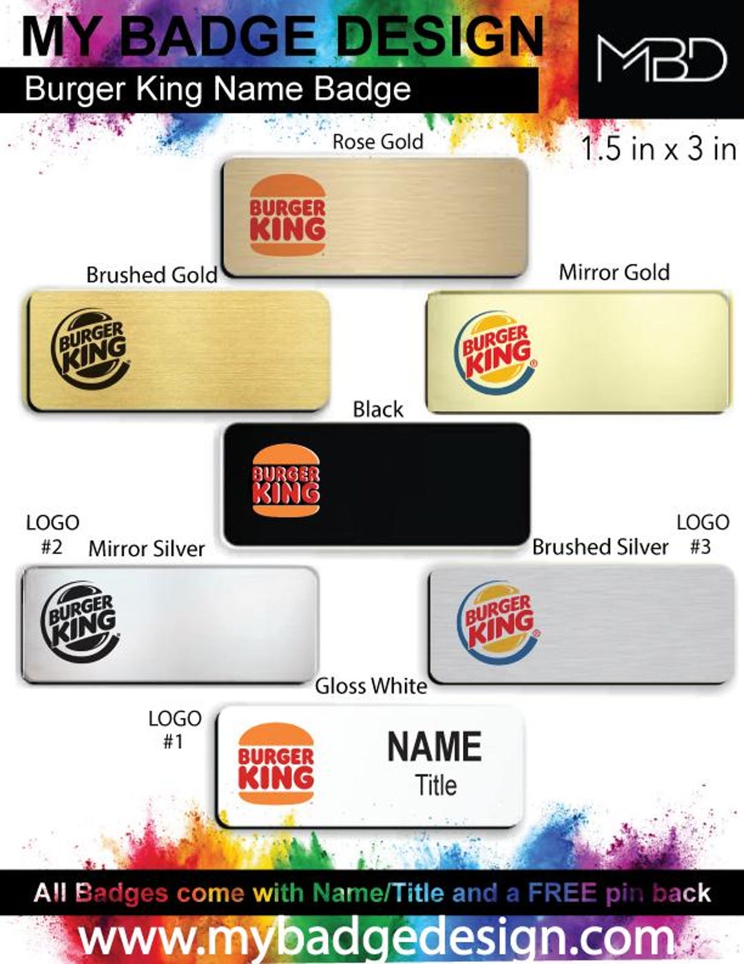 1.5" X 3" Burger King Employee Name Badge - Etsy