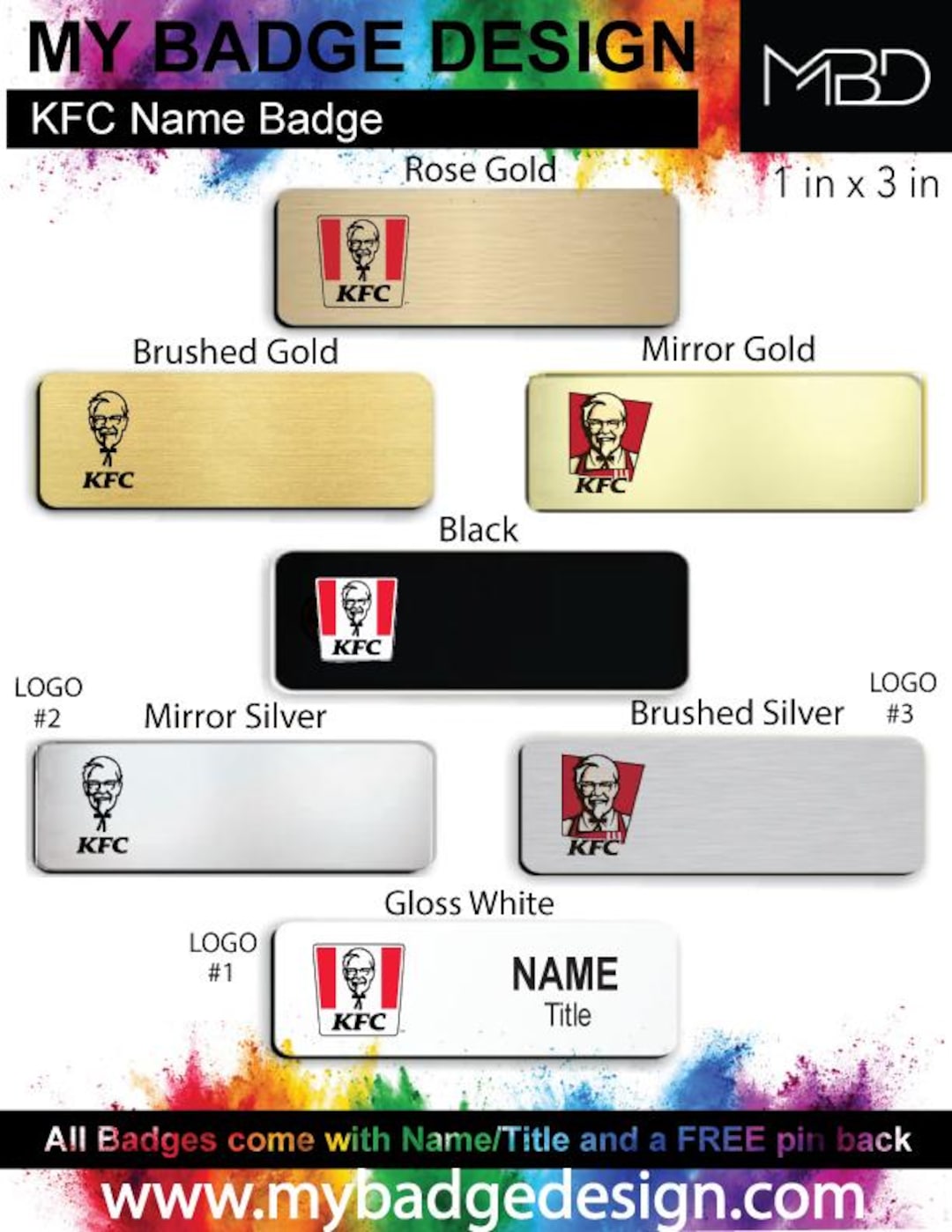 1" X 3" KFC Employee Name Badge - Etsy