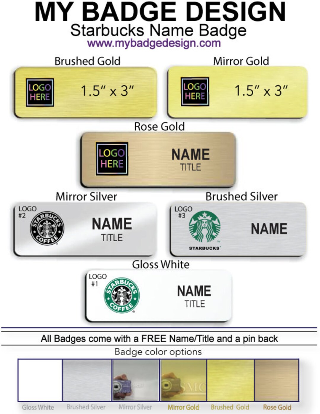 1.5 X 3 Starbucks Employee Name Badge - Etsy