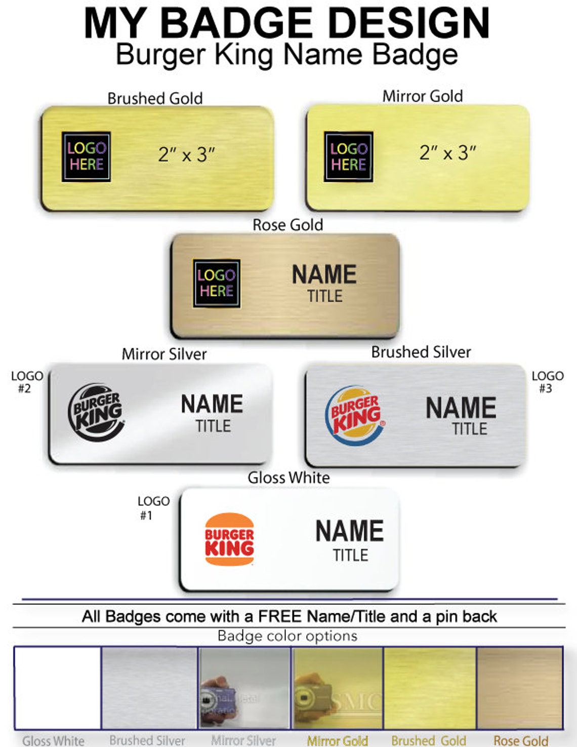 2 X 3 Burger King Employee Name Badge - Etsy
